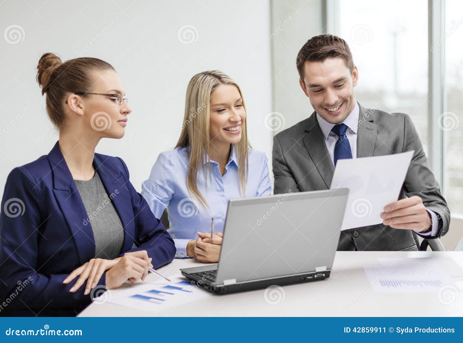Business Team with Laptop Having Discussion Stock Image - Image of ...