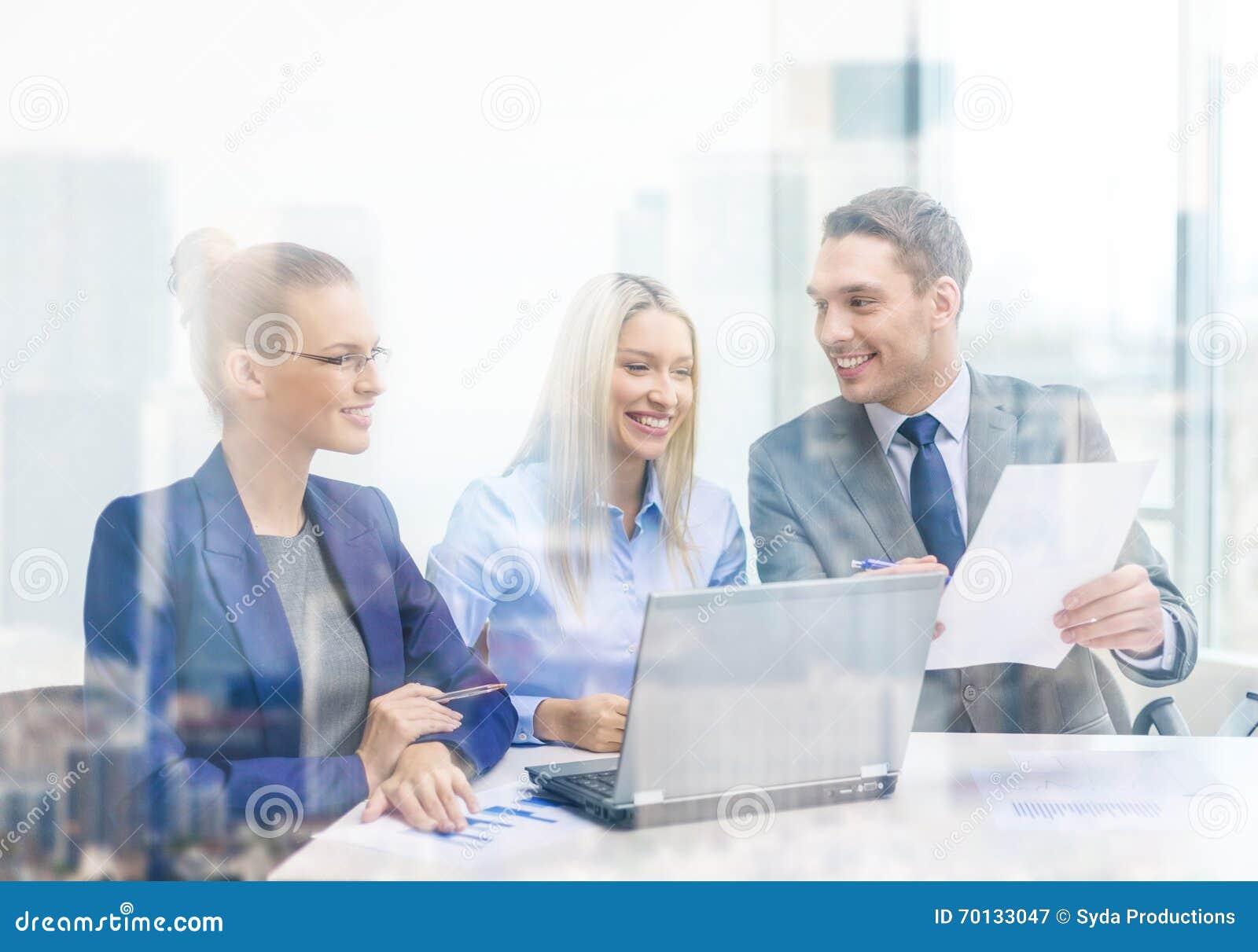 Business Team with Laptop Having Discussion Stock Image - Image of ...