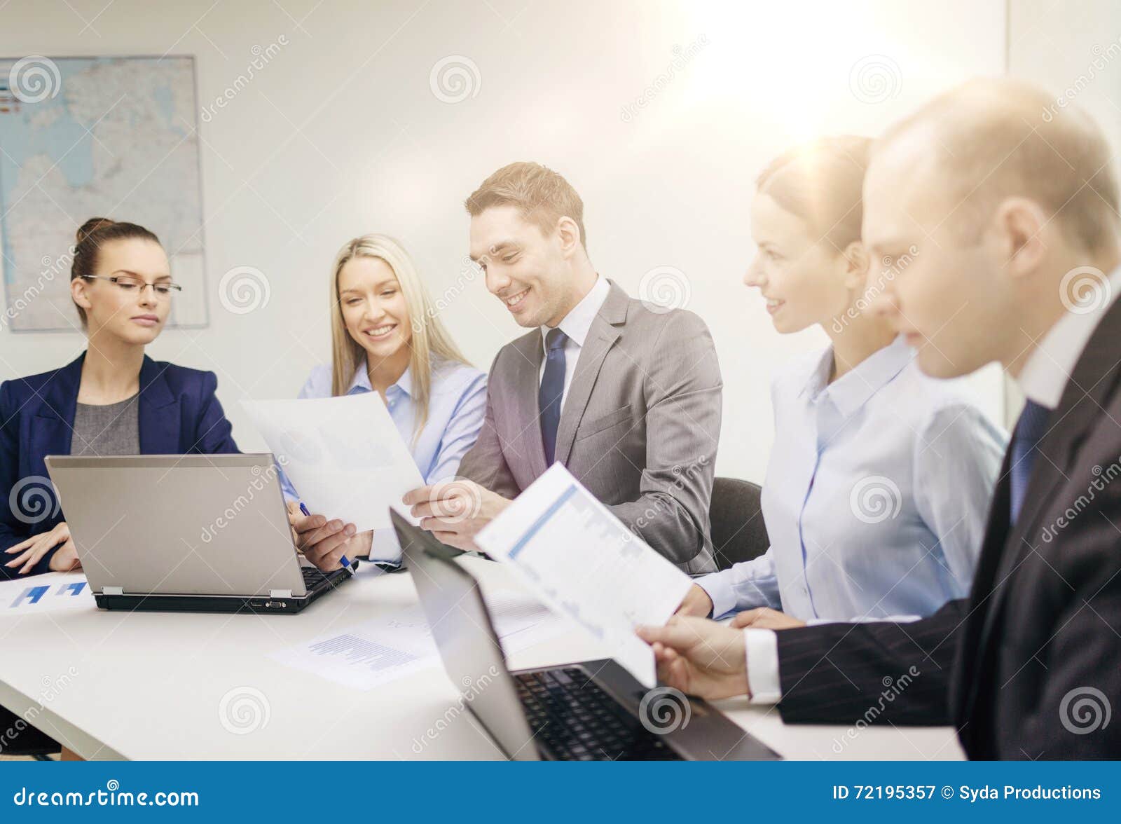 Business Team with Laptop Having Discussion Stock Image - Image of ...