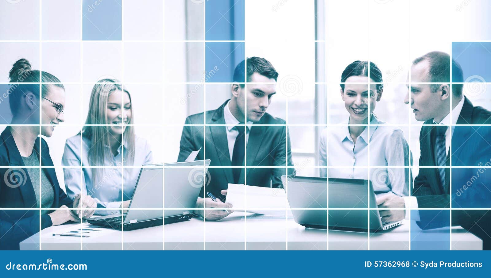 Business Team with Laptop Having Discussion Stock Photo - Image of ...