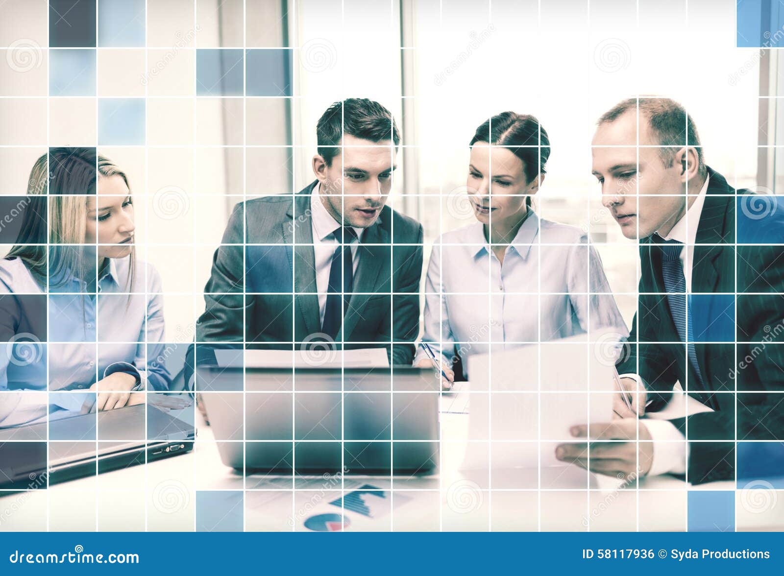 Business Team with Laptop Having Discussion Stock Photo - Image of ...