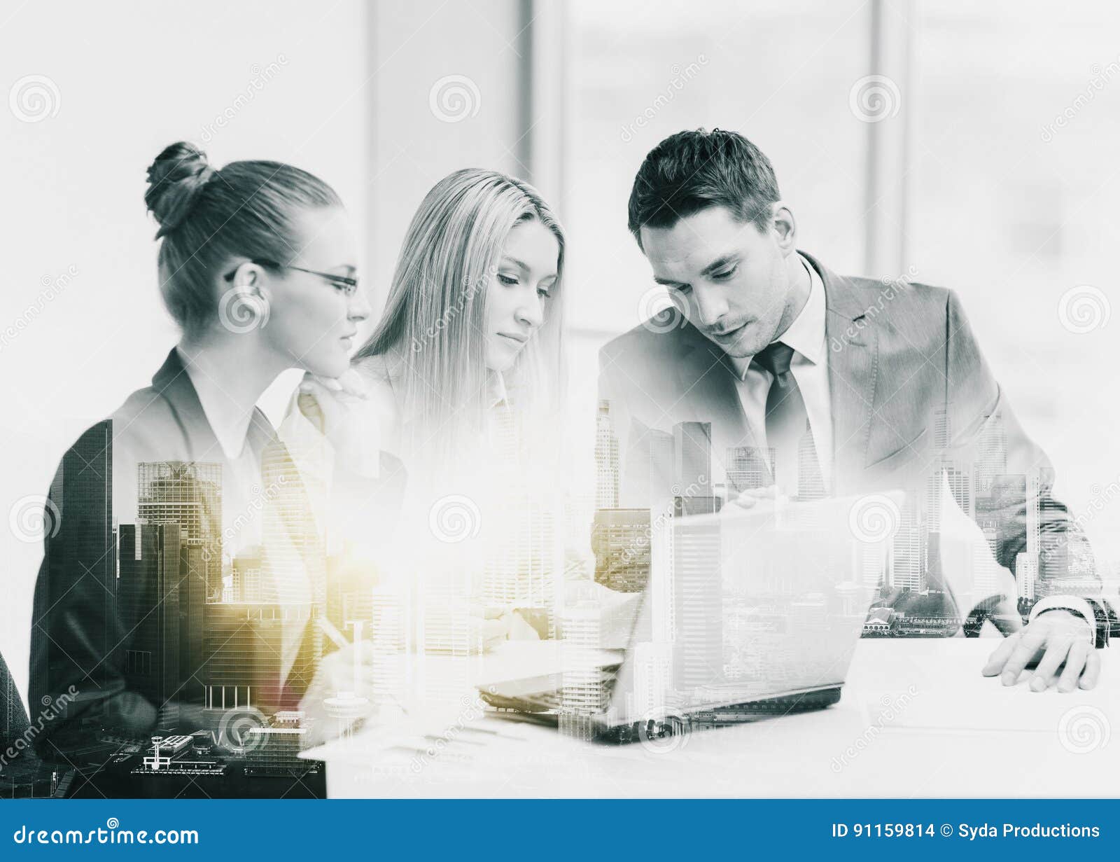Business Team with Laptop Having Meeting at Office Stock Photo - Image ...
