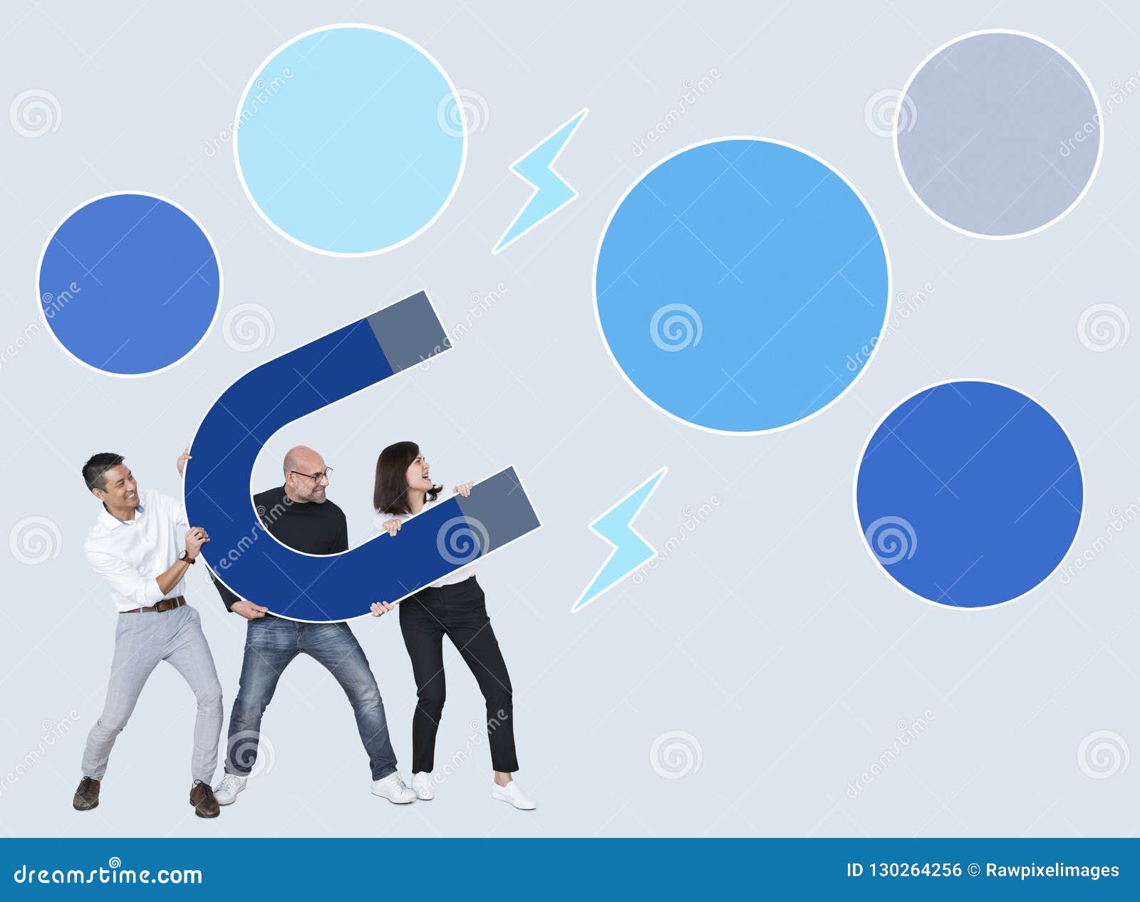 Business Team with a Large Magnet Stock Photo - Image of capture ...