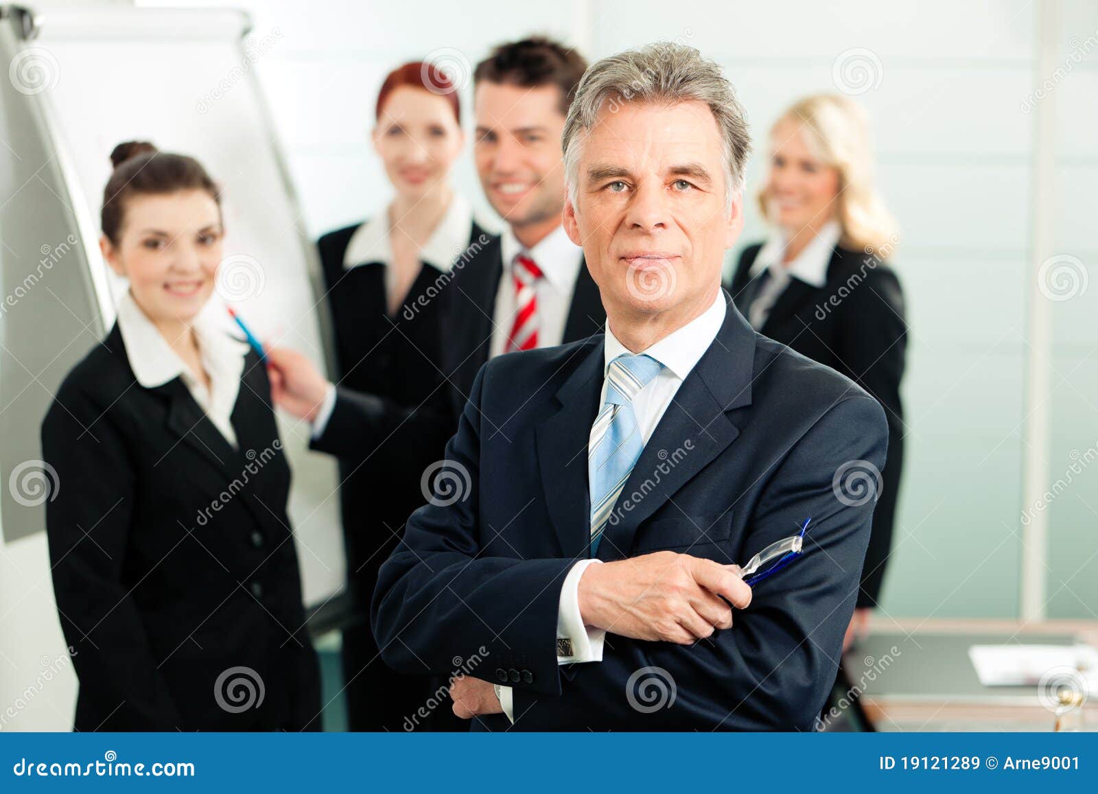 Business Team with Leader in Office Stock Image - Image of consult ...