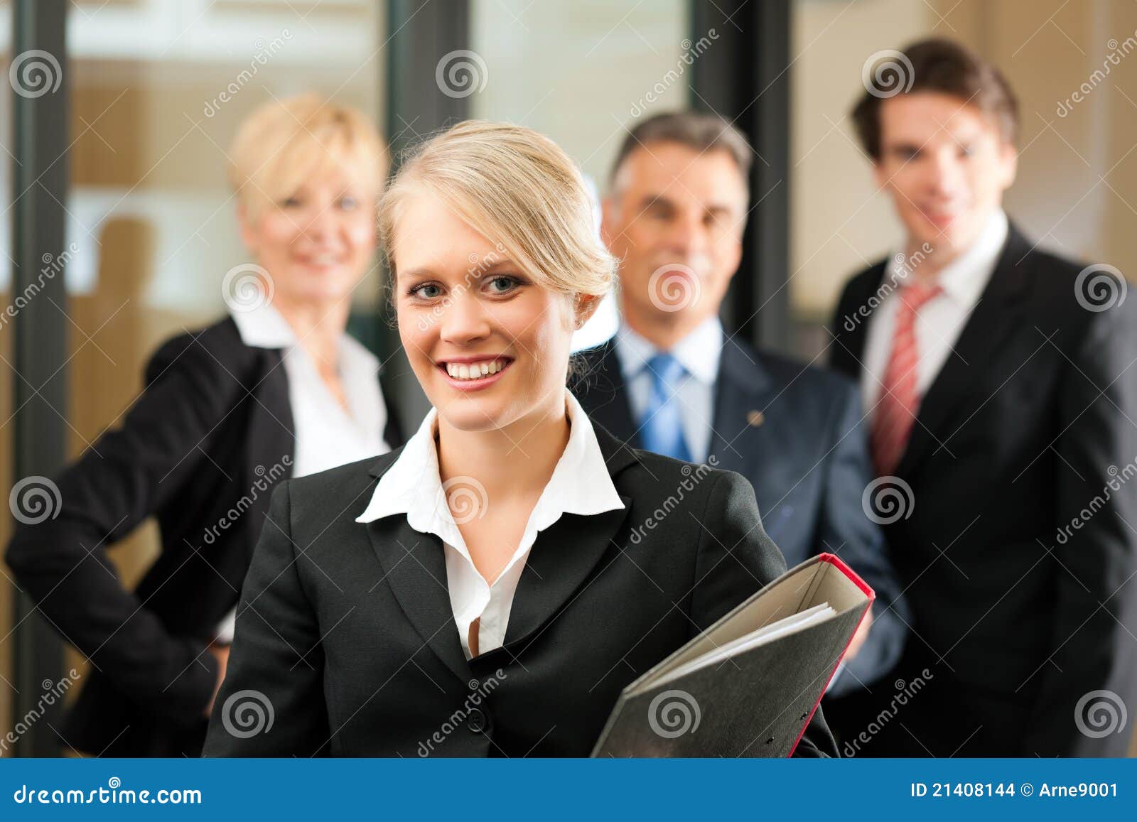 Business Team with Leader in Office Stock Photo - Image of female ...