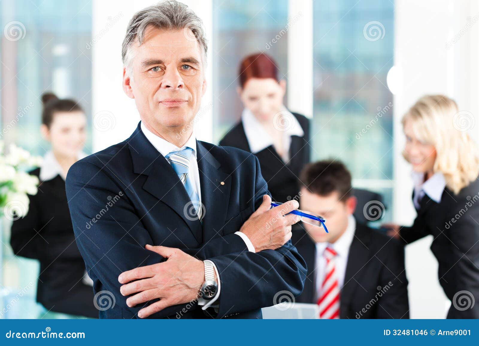 Business Team with Leader in Office Stock Photo - Image of consulting ...