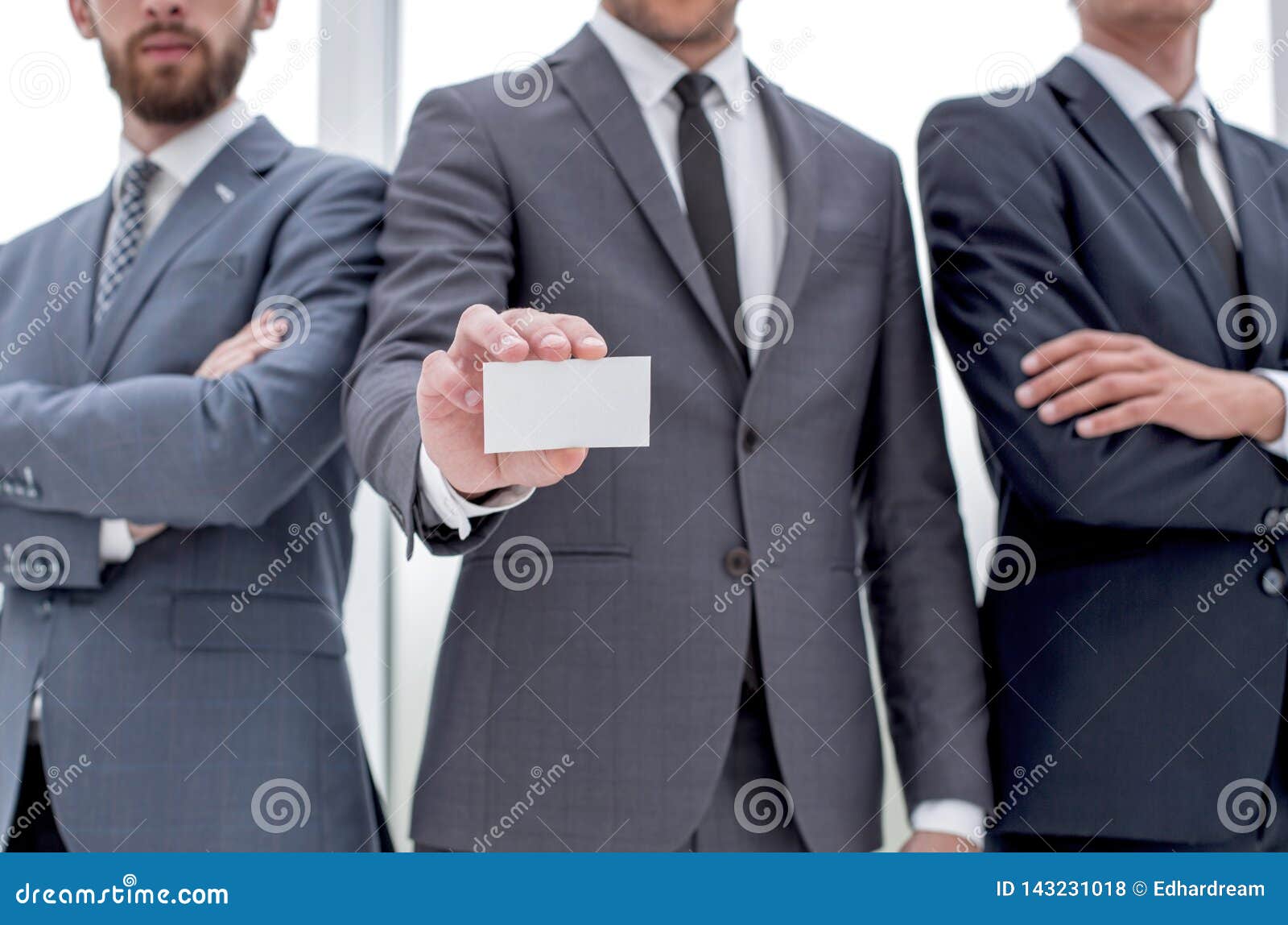 Business Team Leader Showing Business Card Stock Photo - Image of ...