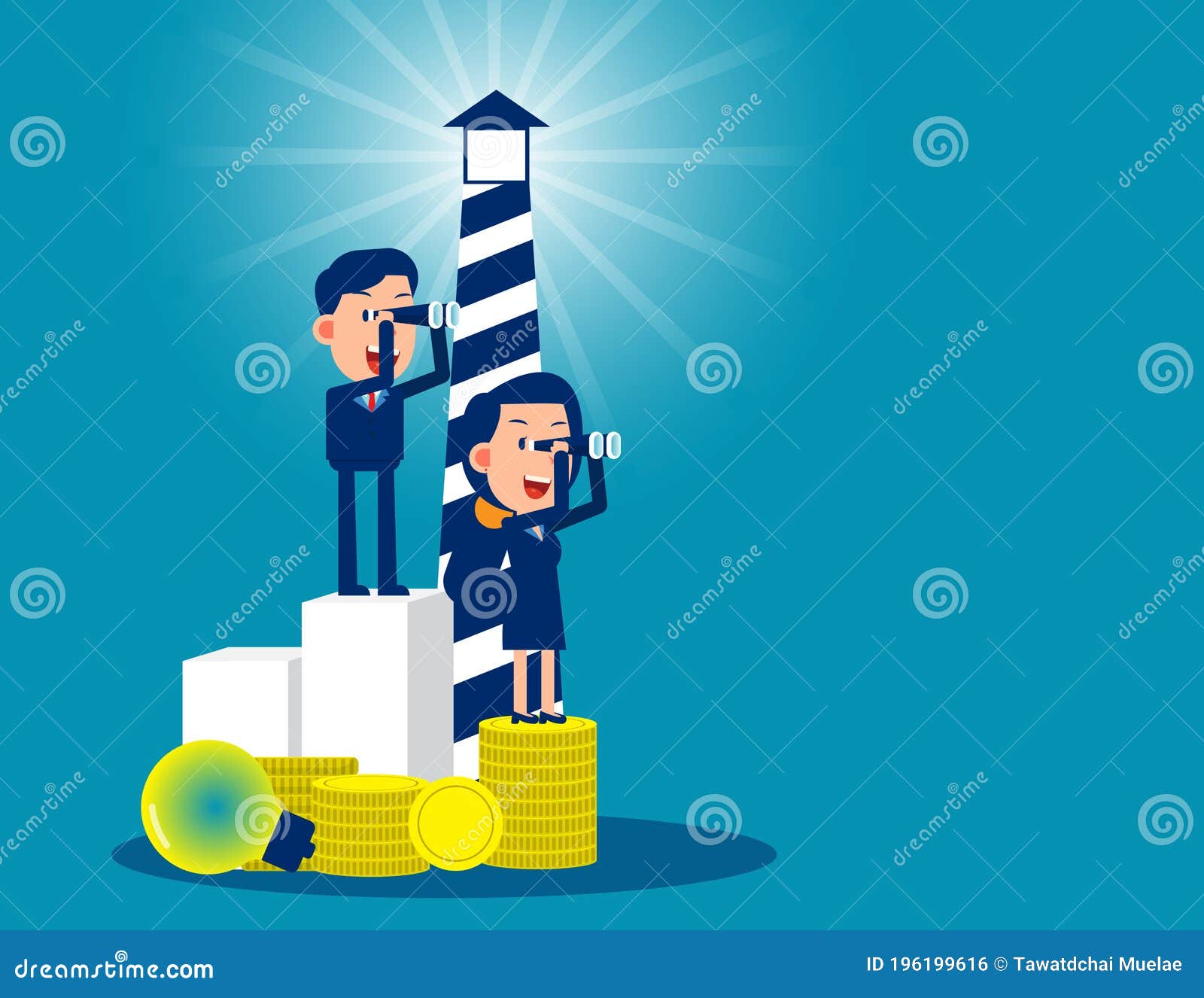 The Business Team Live Around the Lighthouse Stock Vector ...