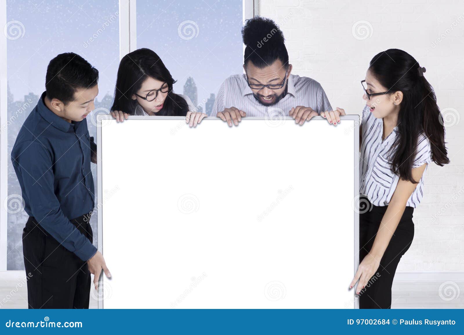 Business Team Look at Empty Whiteboard Stock Photo - Image of group ...
