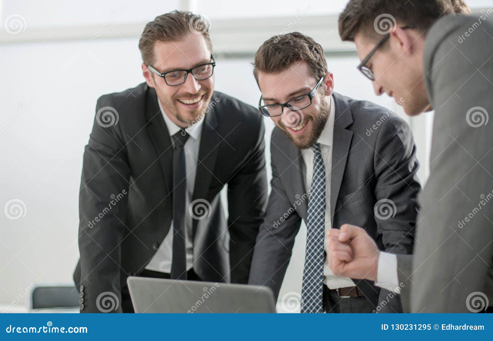 Business Team Looking Closely at the Laptop Screen. Stock Image - Image ...