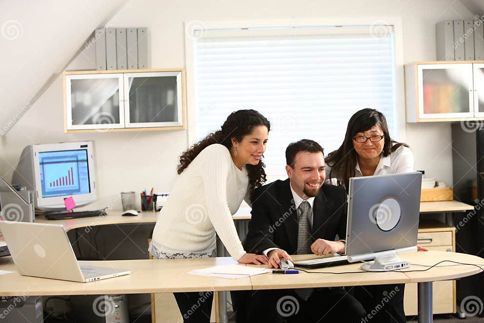 Business Team Looking at Computer Stock Photo - Image of multi ...
