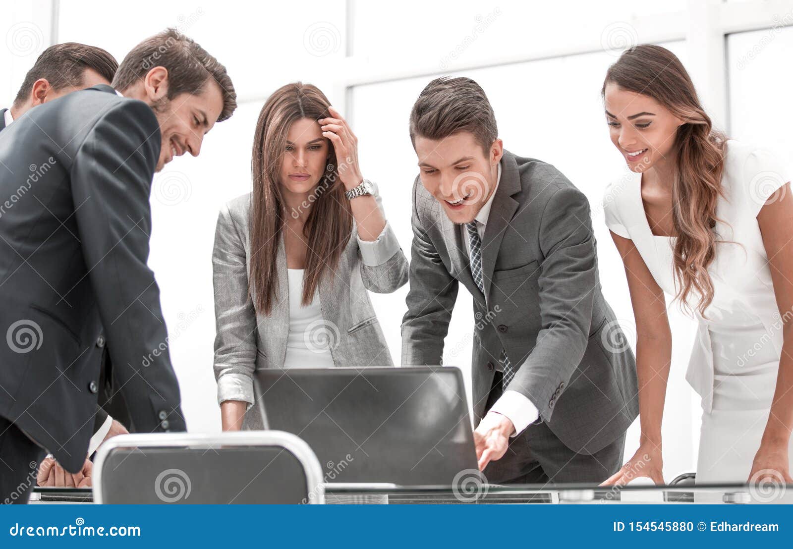 Business Team Looking at the Laptop Screen Stock Photo - Image of ...