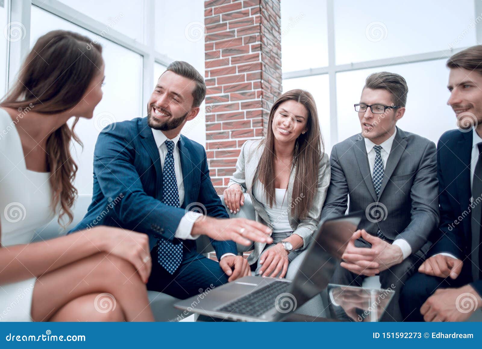 Business Team Looking at the Laptop Screen Stock Image - Image of ...