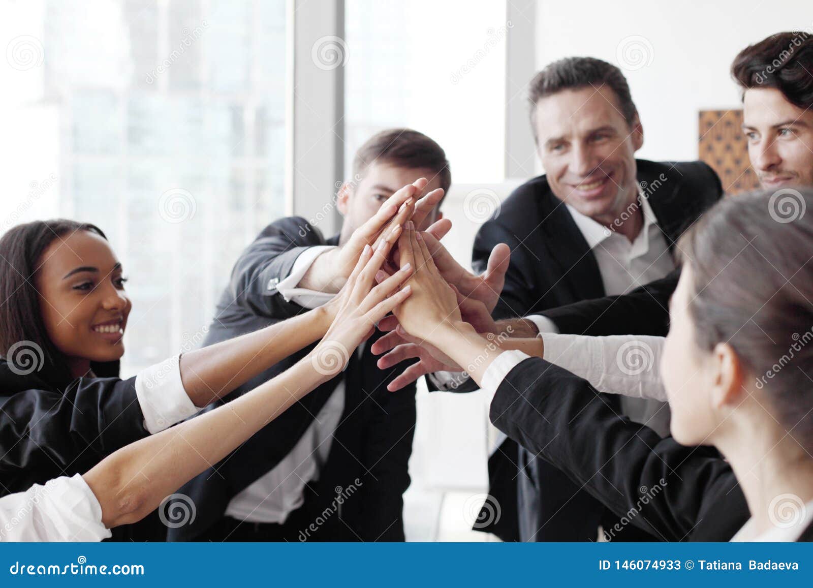 Business Team Making High Five Stock Image - Image of high, hands ...