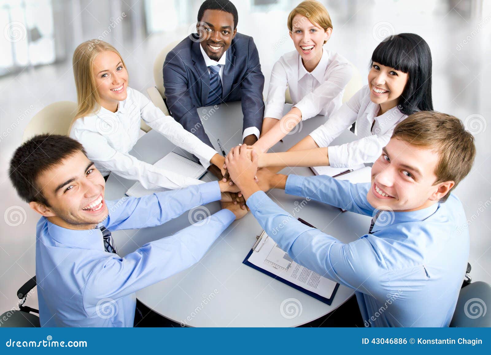 Business Team Making Pile of Hands on Working Place Stock Photo - Image ...
