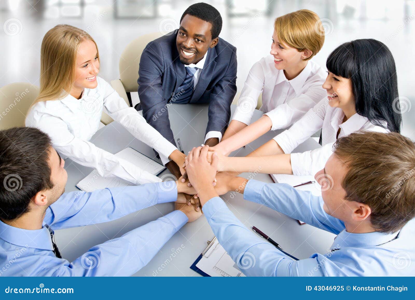 Business Team Making Pile of Hands on Working Place Stock Image - Image ...
