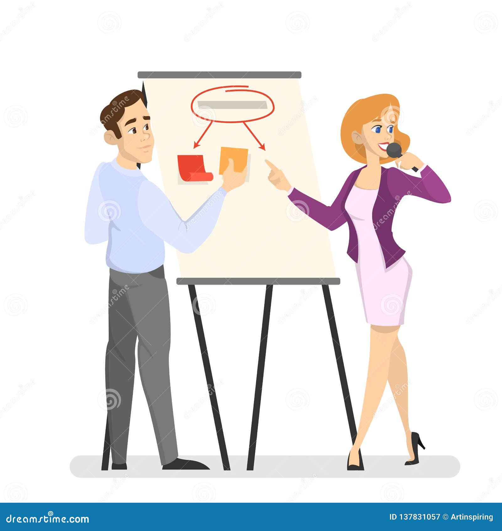 Business Team Making Presentation in Front of Group Stock Vector ...