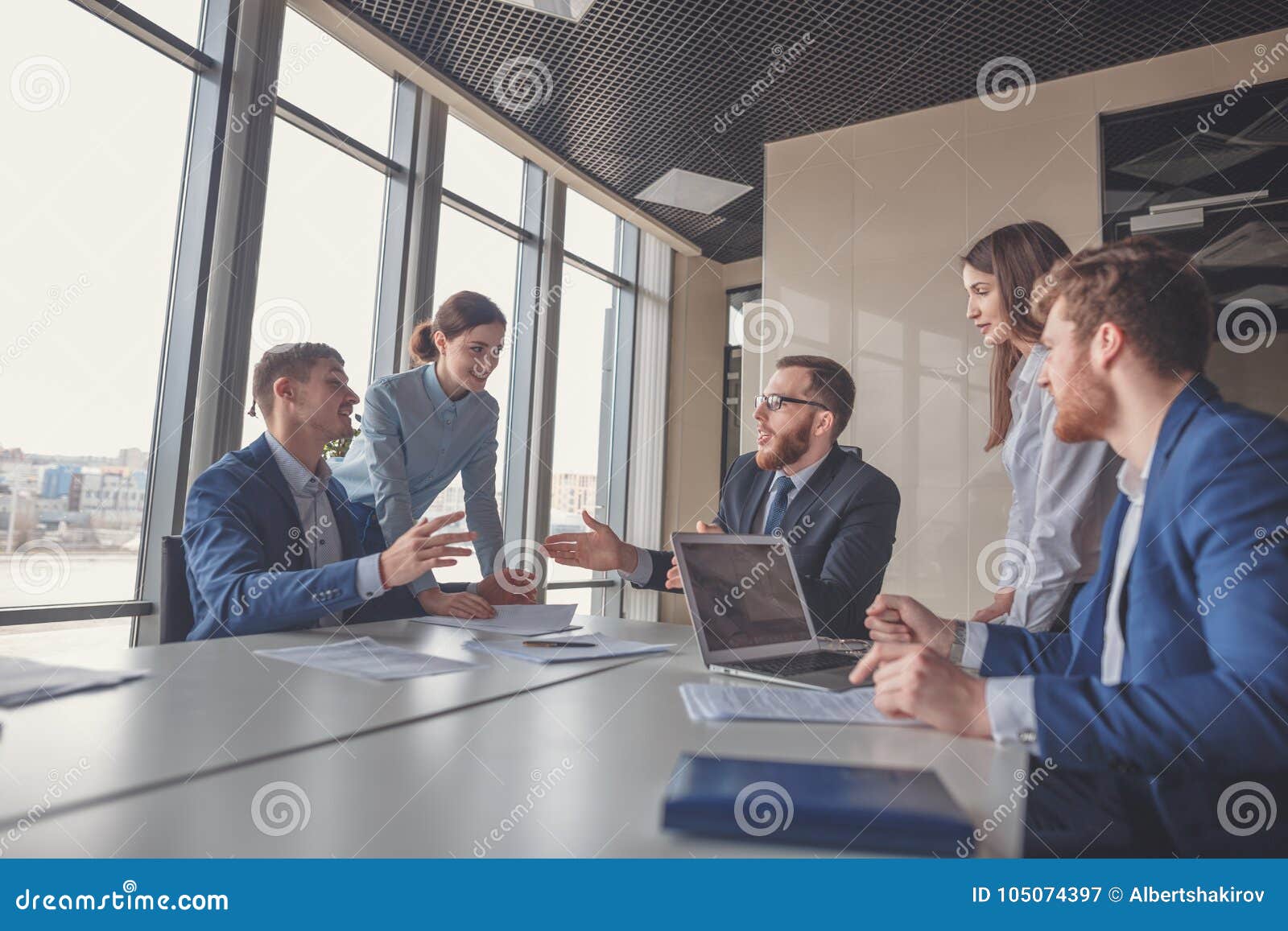 Business Team and Manager in a Meeting Stock Image - Image of meeting ...