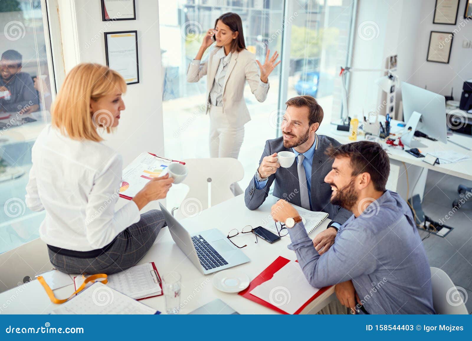 Business Team and Manager in a Meeting Stock Image - Image of manager ...