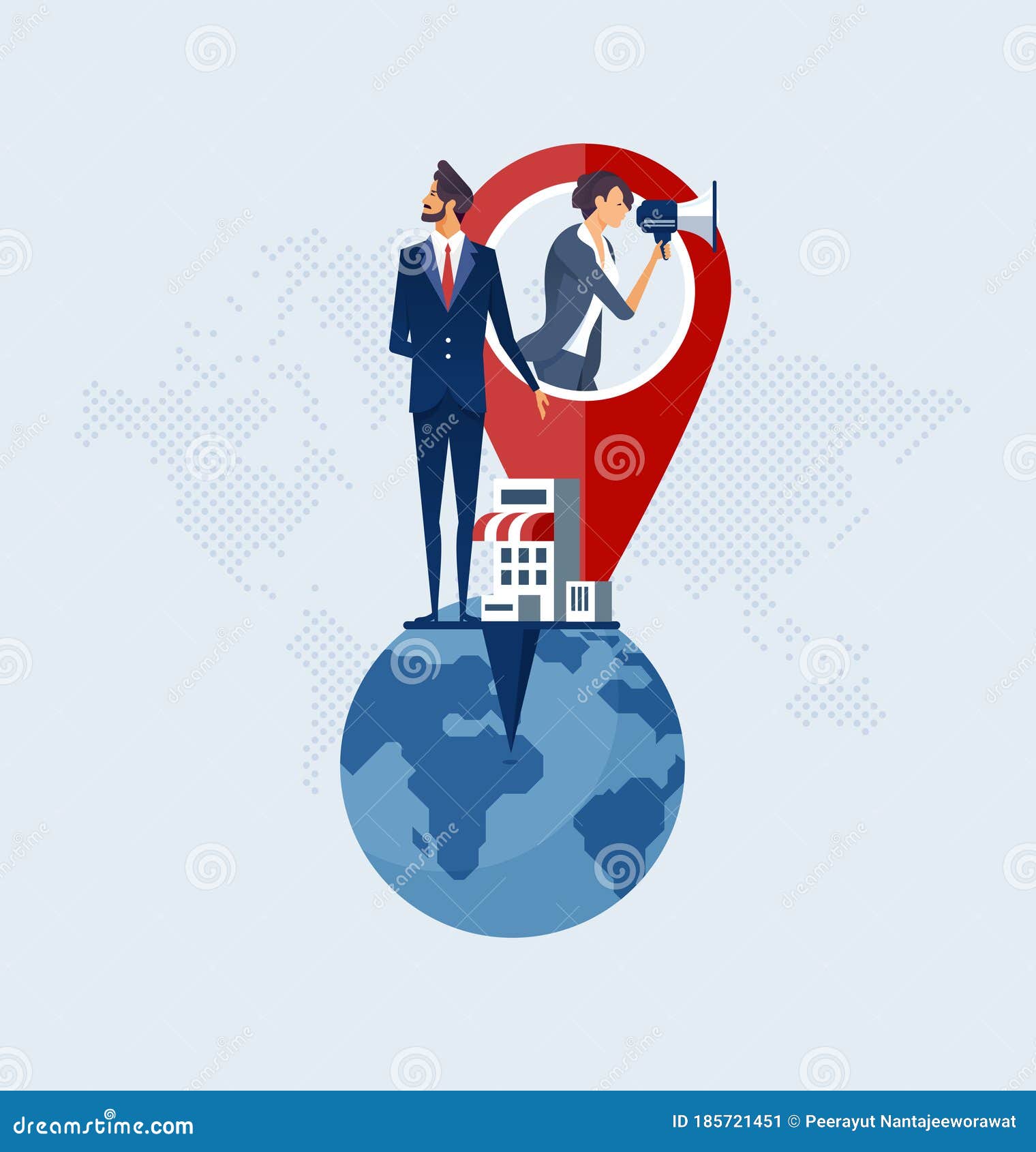 Business Team with Map Pointer To Share Location Stock Vector ...