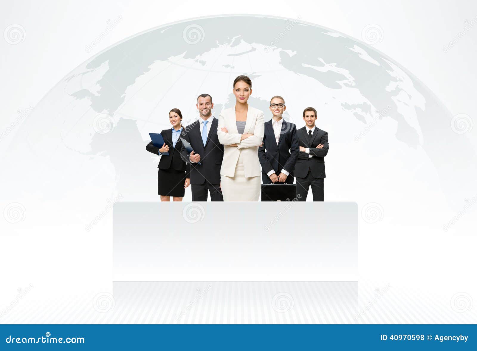 Business Team with Map of the World in Background Stock Photo - Image ...