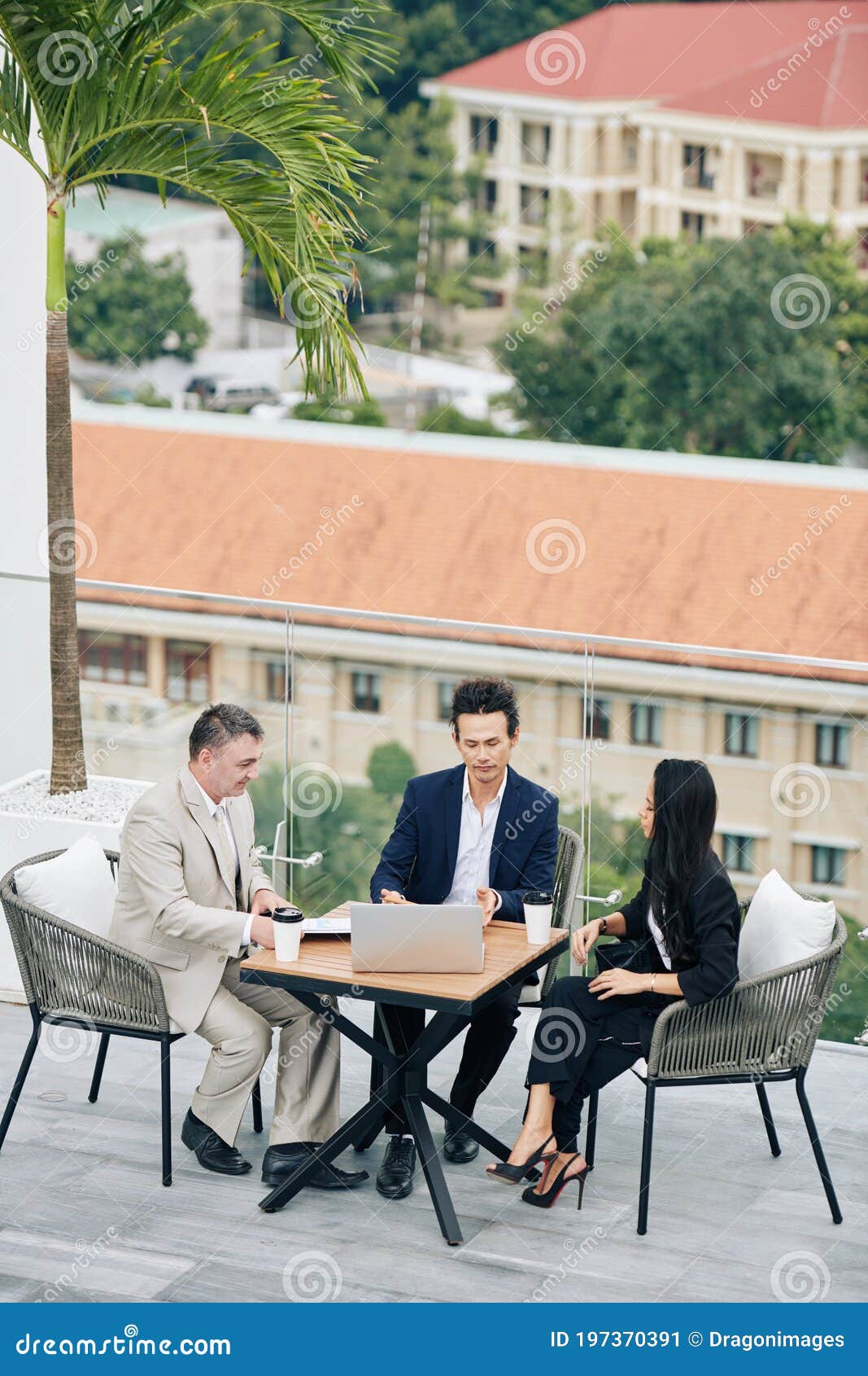 Business Team Meeting Outdoors Stock Image - Image of district, rooftop ...
