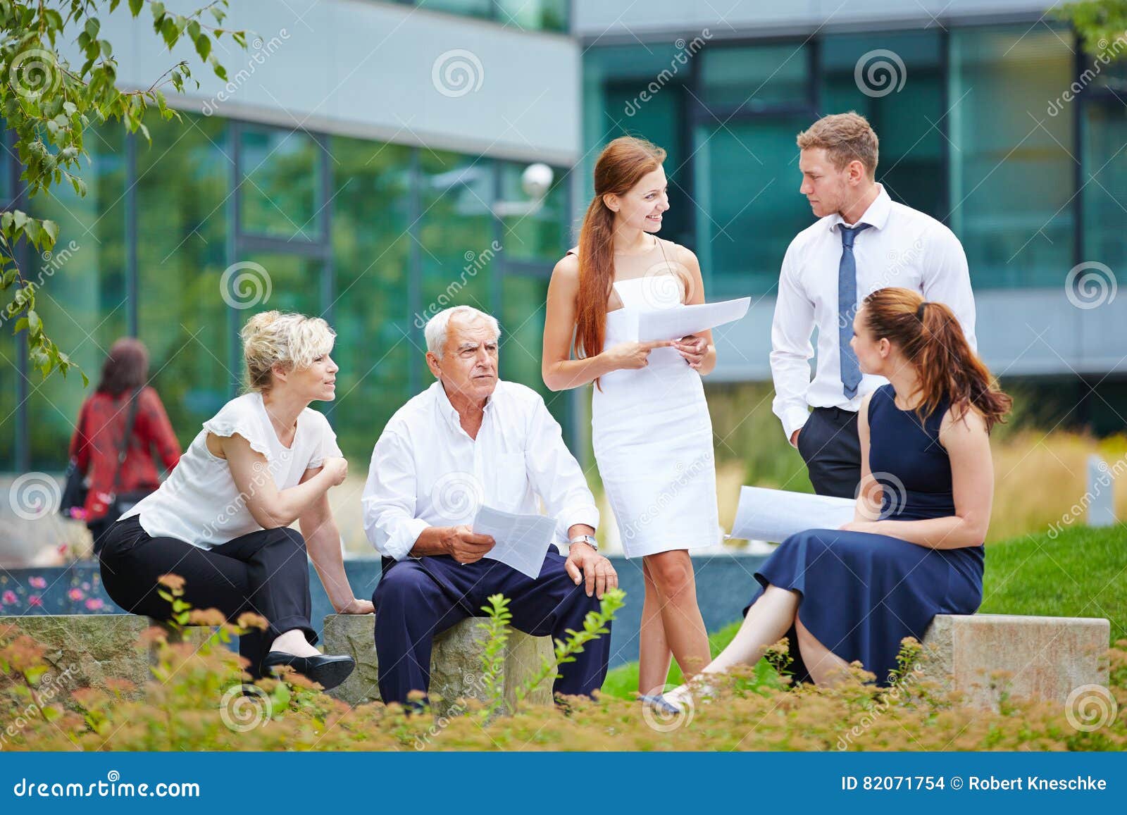 Business Team in a Meeting Outdoors in Summer Stock Photo - Image of ...