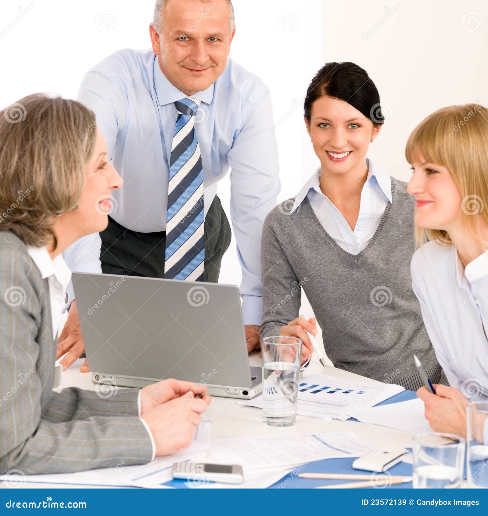 Business Team Meeting People Around Table Stock Image - Image of female ...