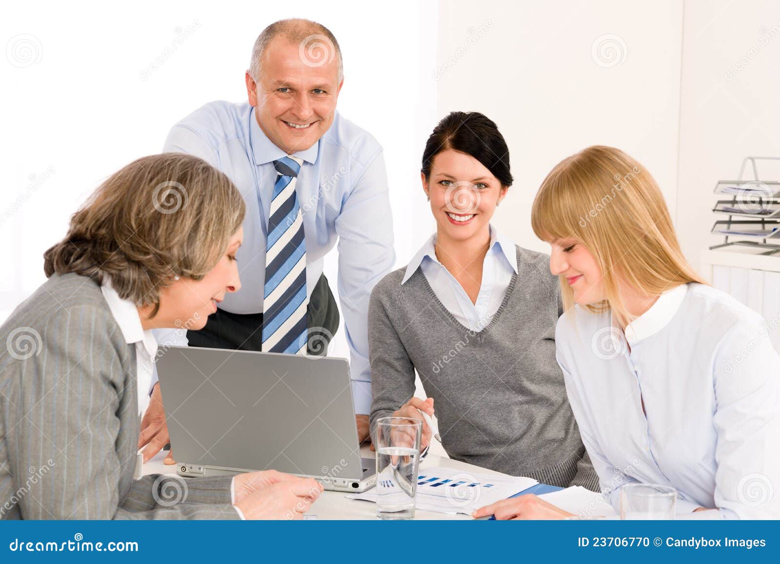Business Team Meeting People Around Table Stock Photo - Image of female ...
