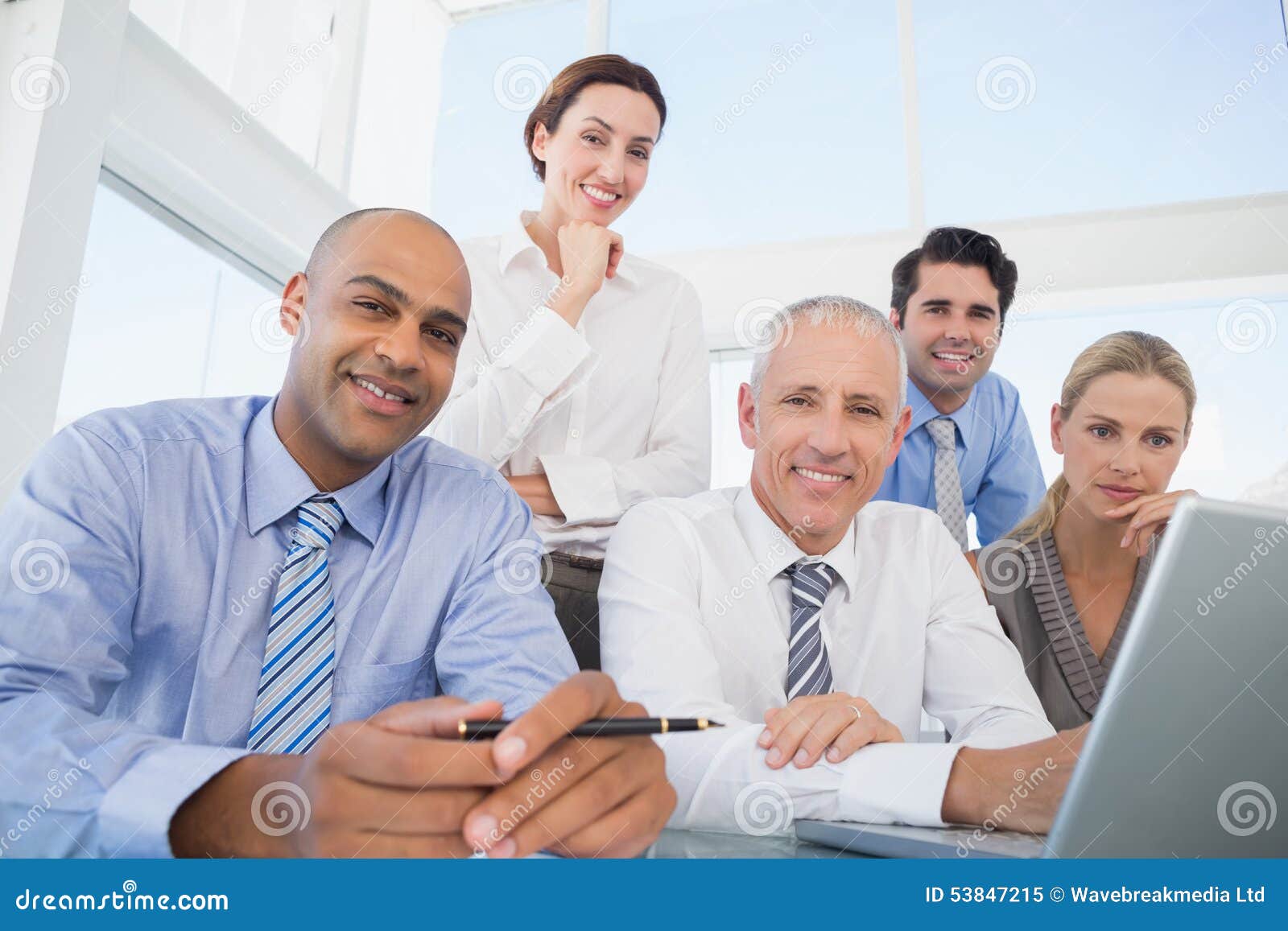 Business Team during Meeting Smiling at Camera Stock Image - Image of ...