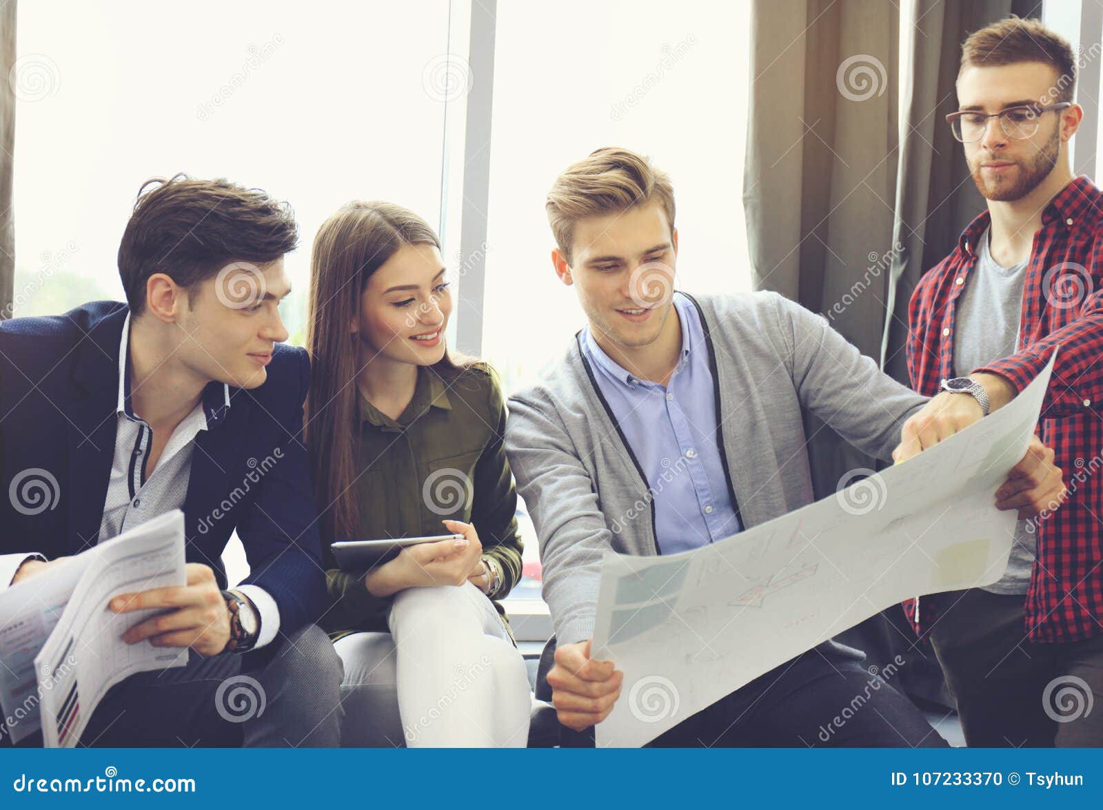 Business Team Meeting,work Process. People Crew Working with New ...