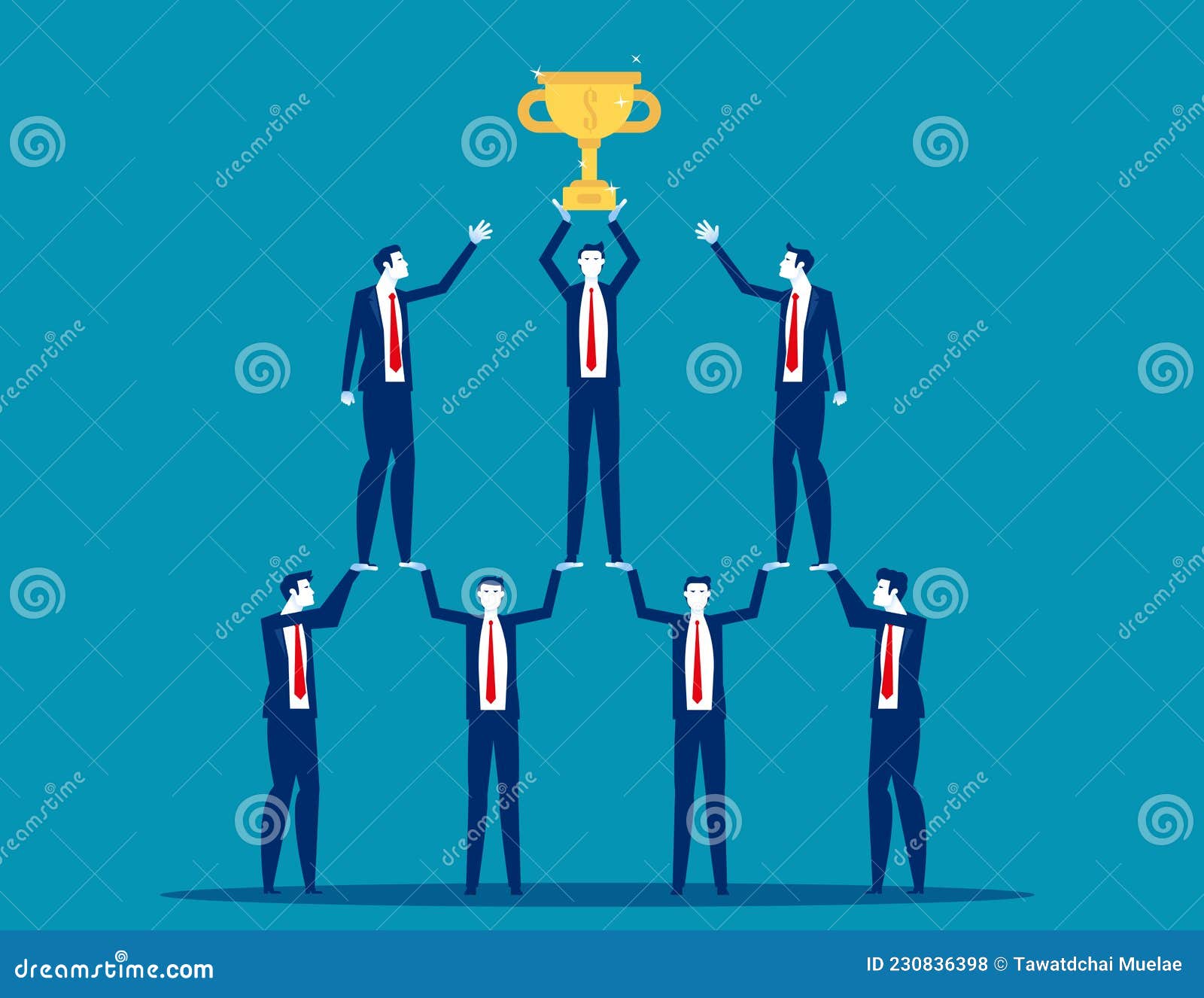 Business Team Members are Raising the Winning Trophy. Business Vector ...