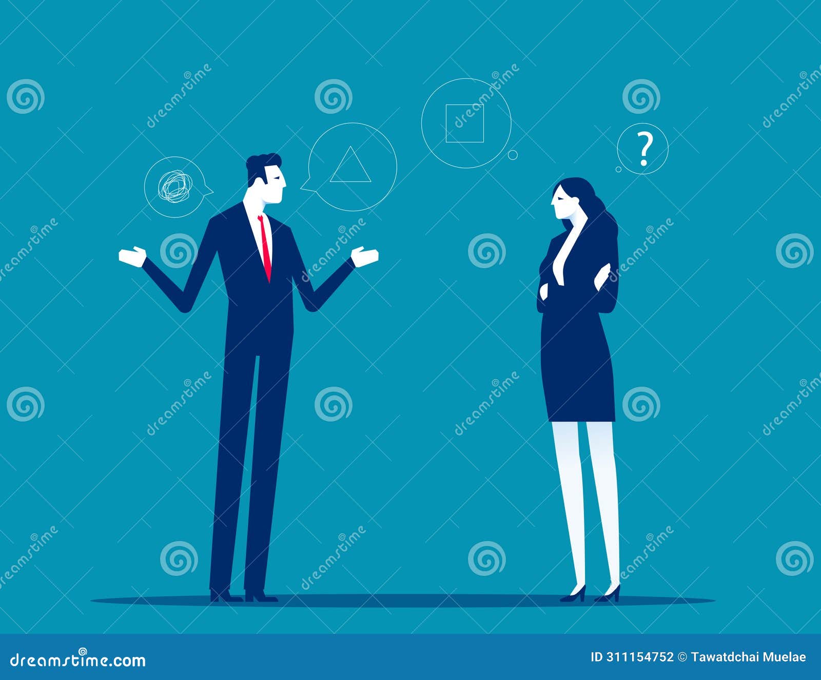 Business Team with Miscommunication. Communication Problems Vector ...