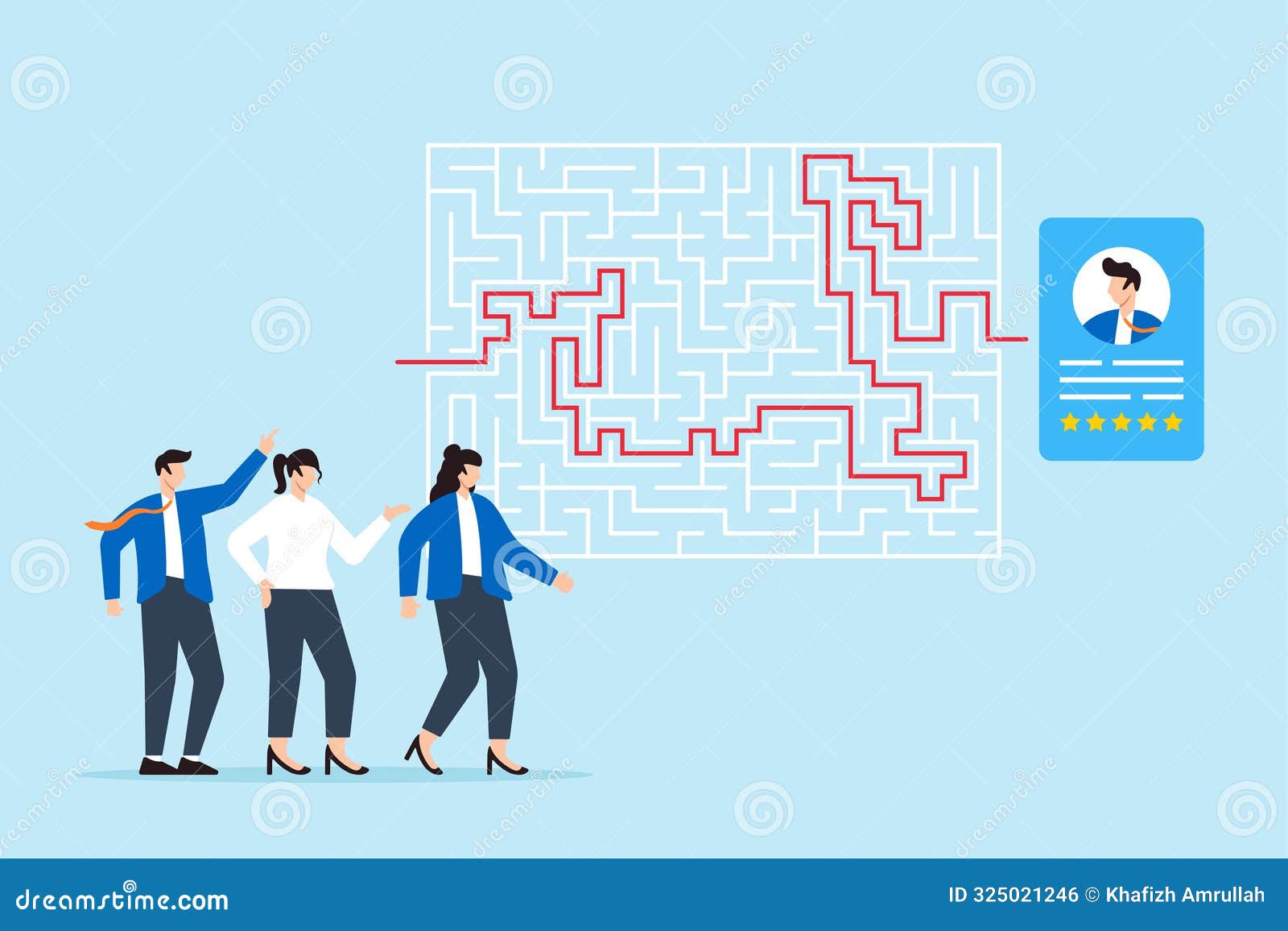 Business Team Navigating Maze with Candidate Profiles Complex ...