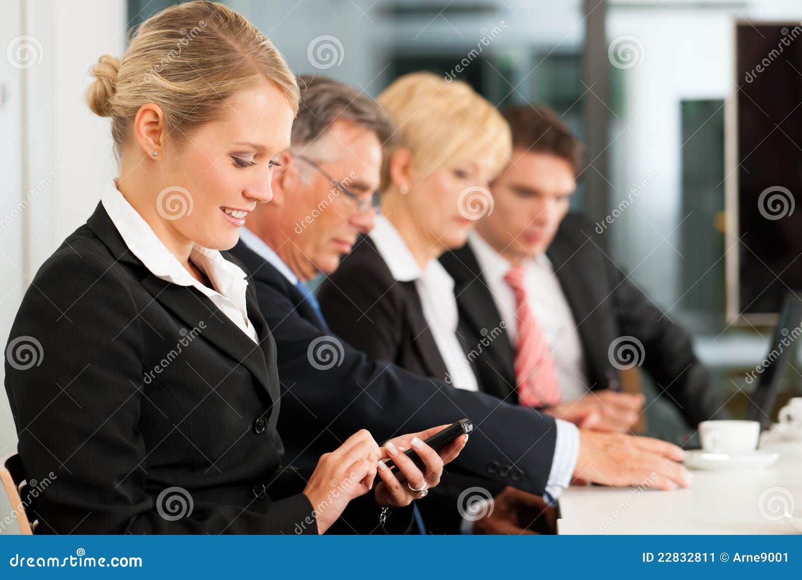 Business - Team in Office Checking Mails Stock Image - Image of check ...