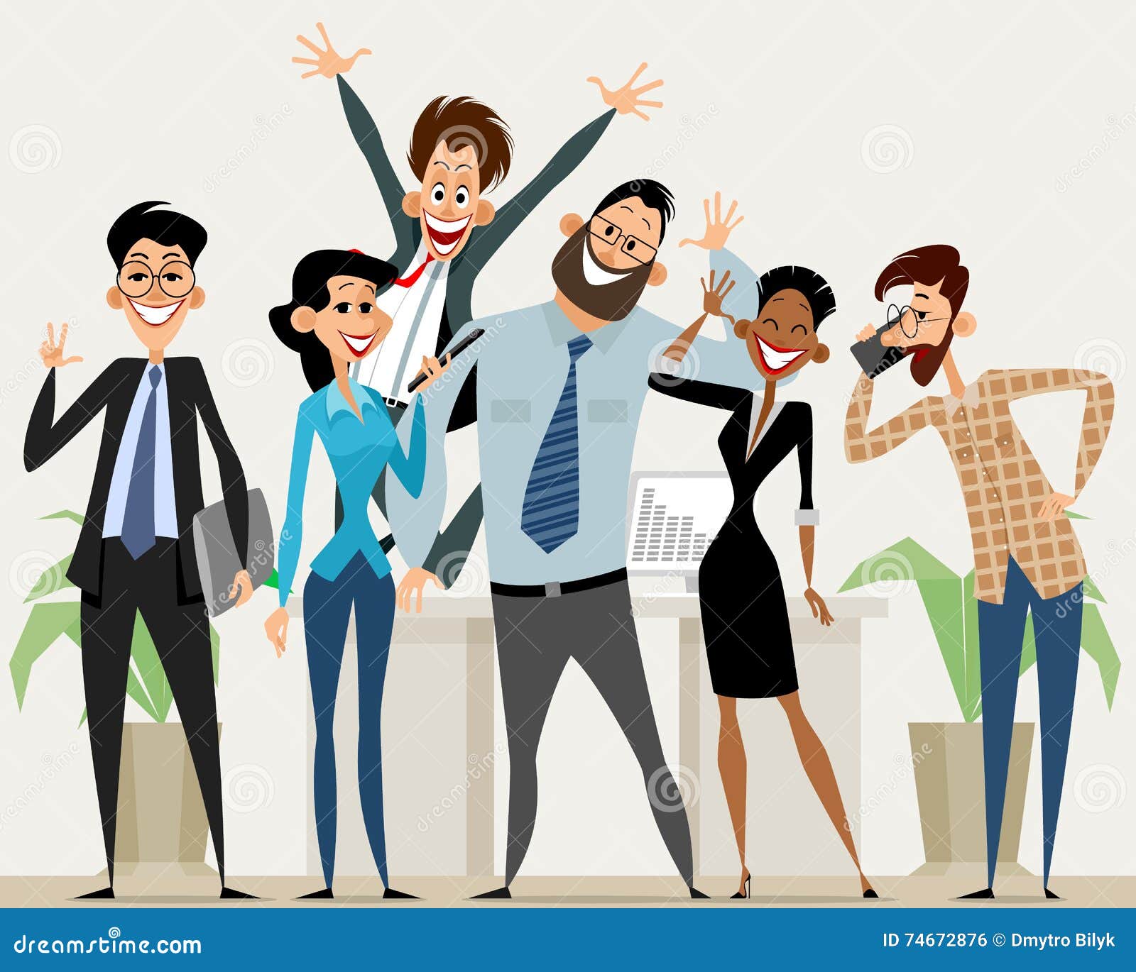 Business team in office stock vector. Illustration of teamwork - 74672876