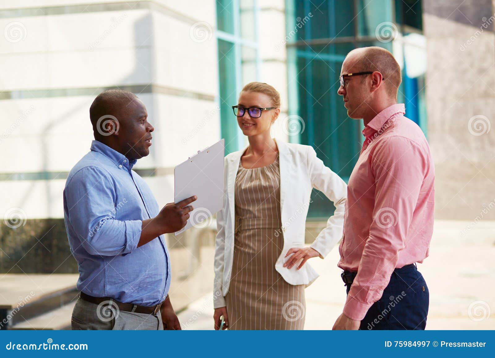 Business team outdoors stock image. Image of meeting - 75984997