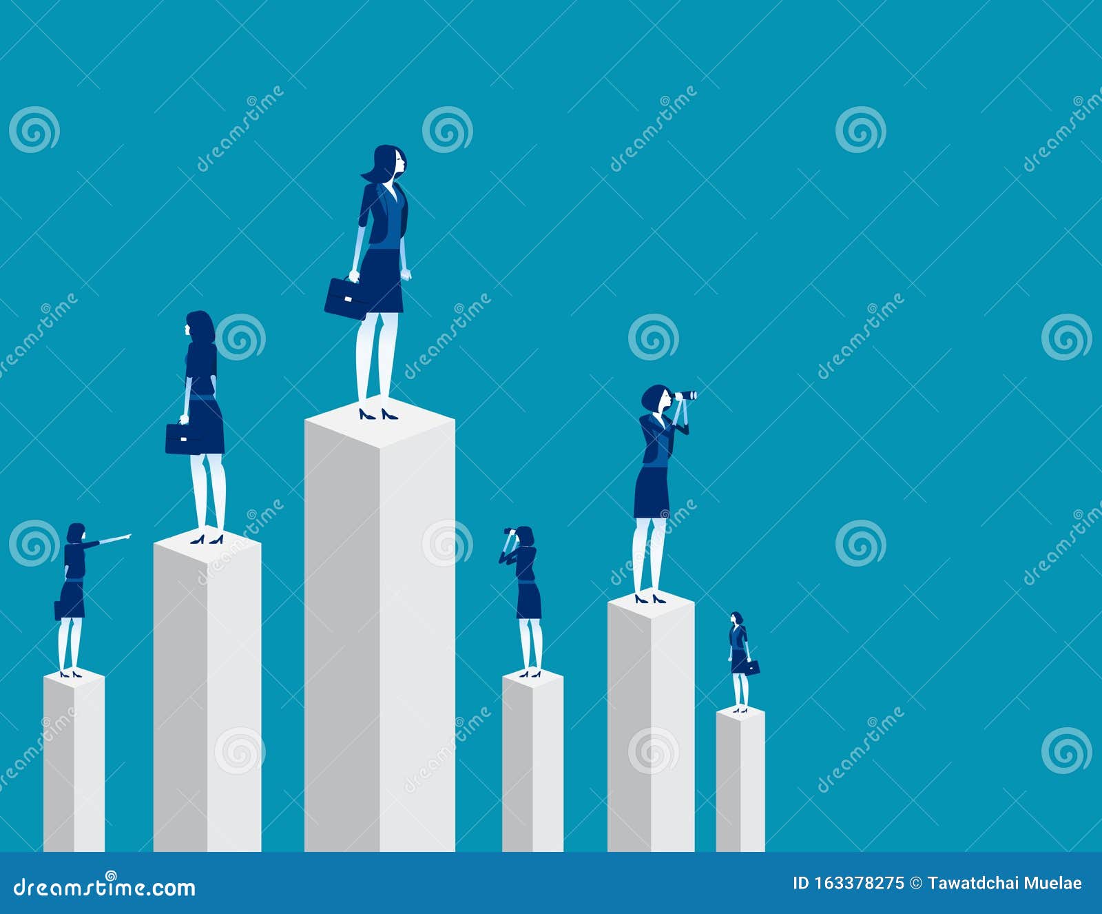Business Team and Partner Standing on Charts, Concept Business Vector ...