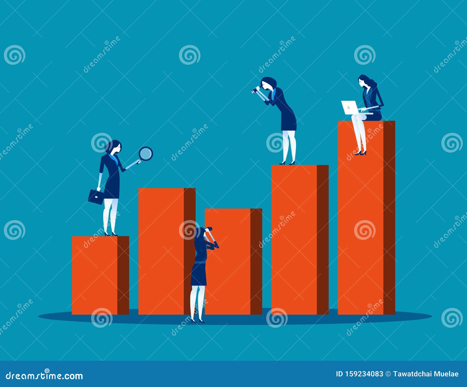 Business Team People Analyze Graph. Concept Business Vector, Bar Graph ...