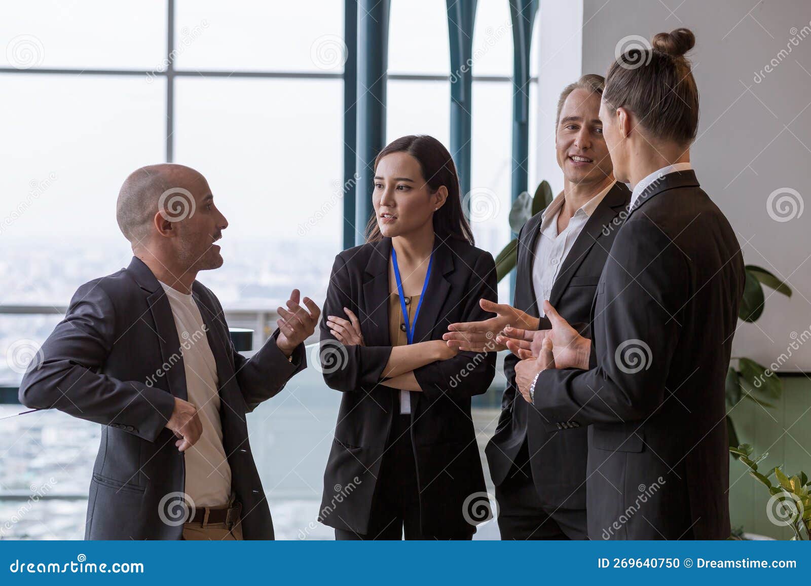 Business Team People Discussing in Co-working Space. Business Group ...