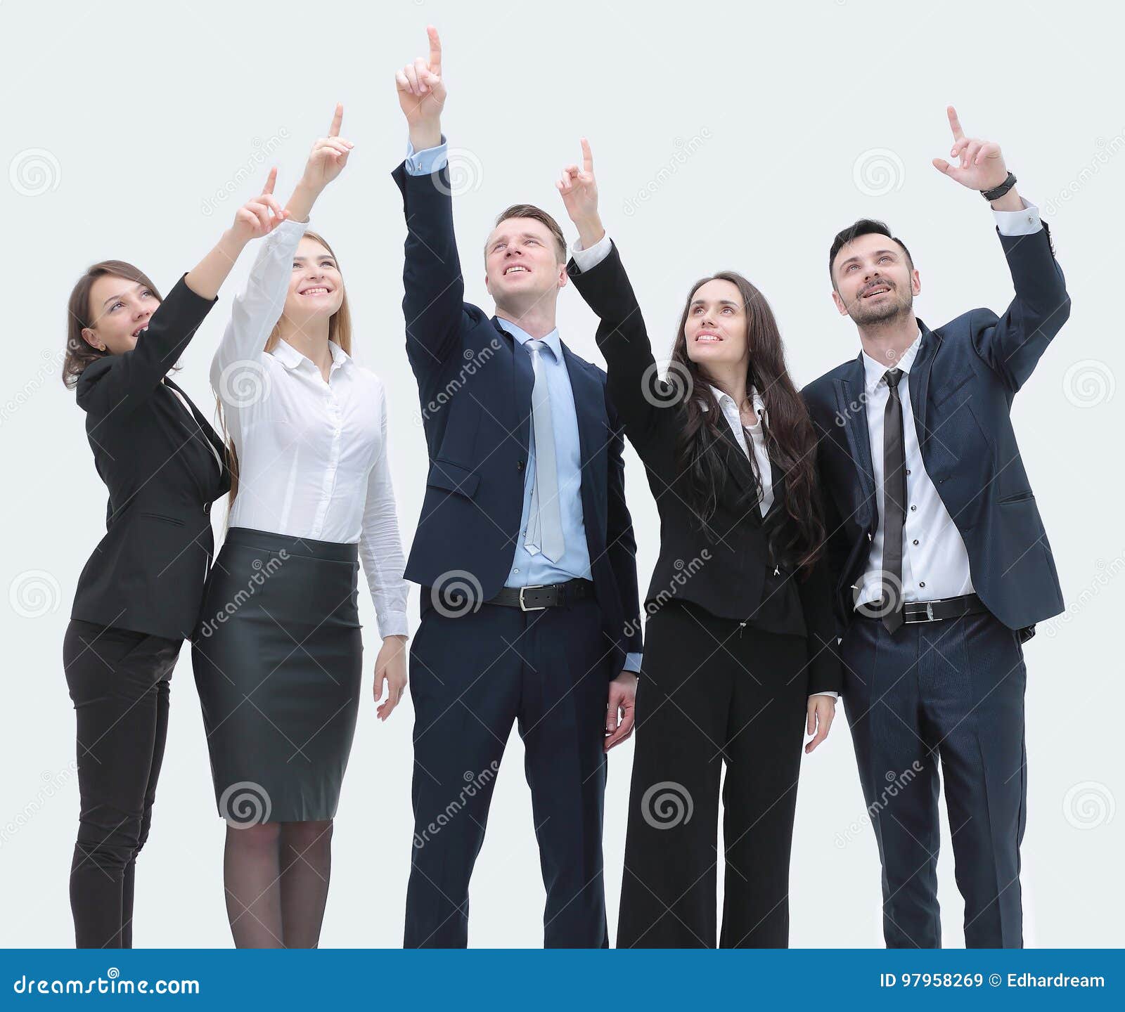 Business Team Pointing Hands Forward Stock Image - Image of motivation ...