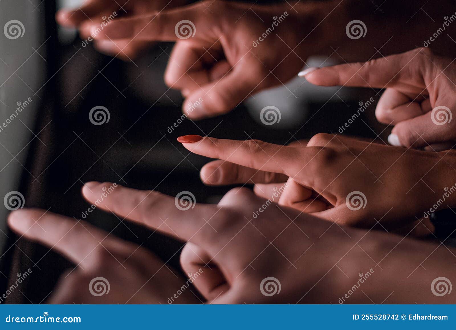 Business Team Pointing Their Fingers at the Computer Screen Stock Photo ...