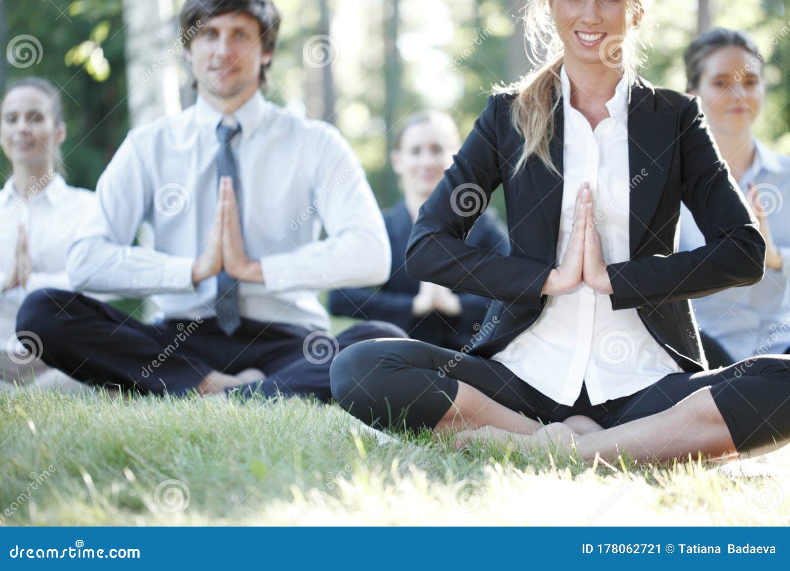 Business Team Practicing Yoga Stock Image - Image of business, manager ...