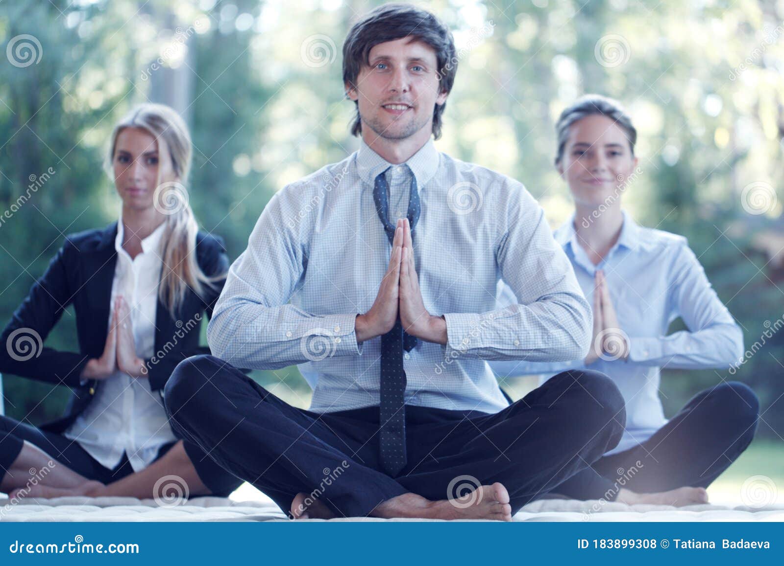 Business Team Practicing Yoga Stock Photo - Image of lotus, meditation ...