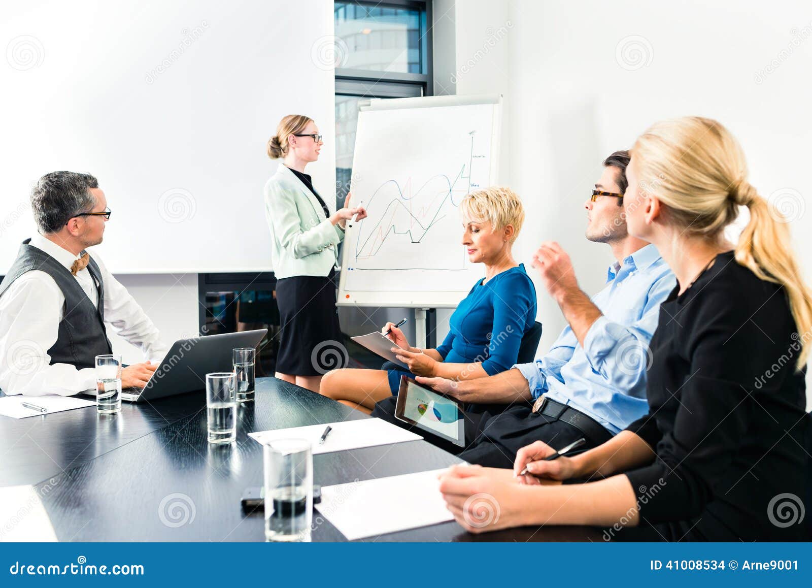 Business - Team Presentation on Whiteboard Stock Photo - Image of ...