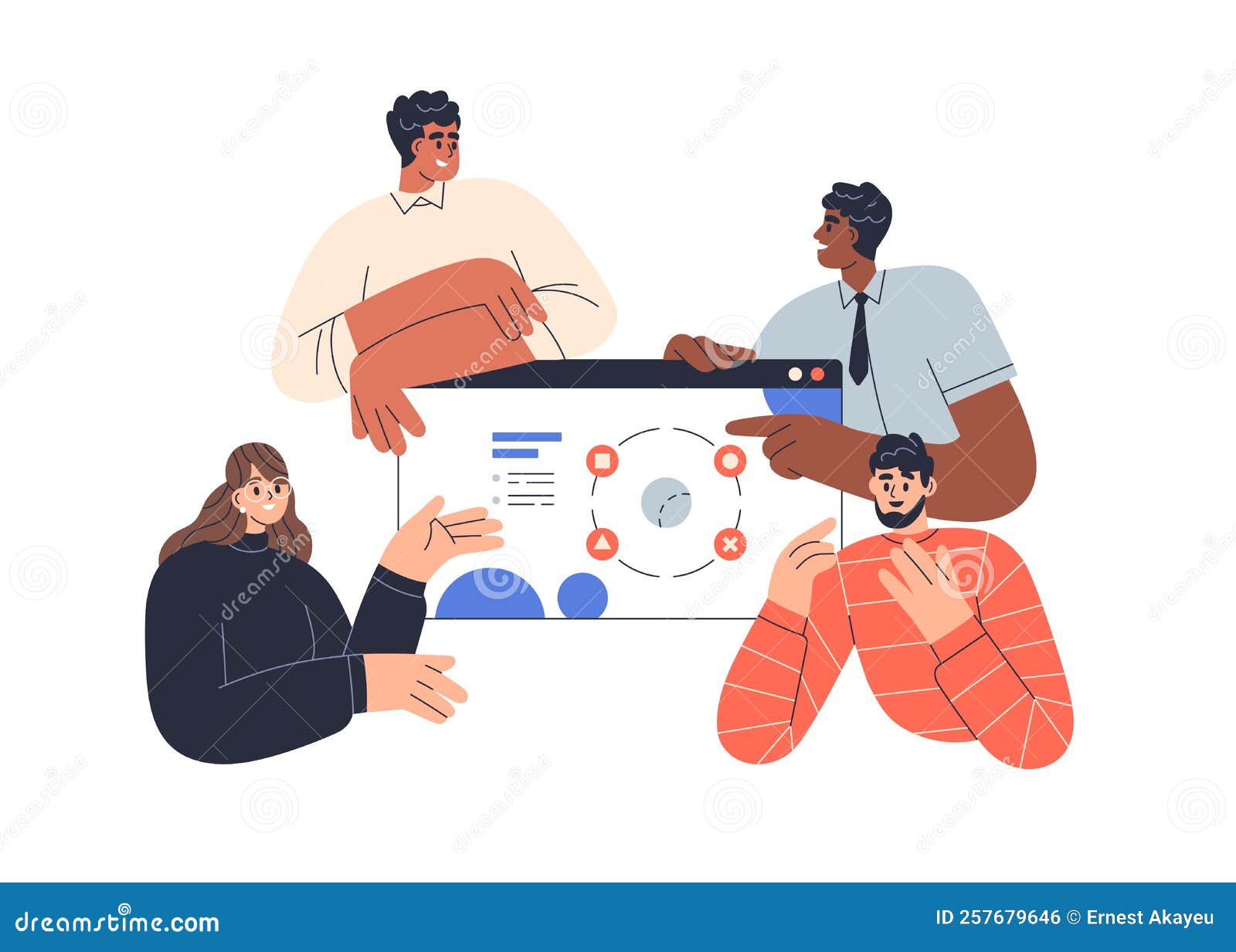 Business Team Presenting Digital Project, Work. Presentation of Website ...