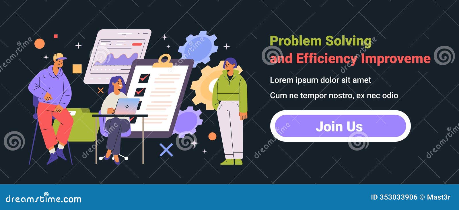 Business Team Problem Solving Efficiency Improvement Teamwork Collaboration Charts Checklist ...