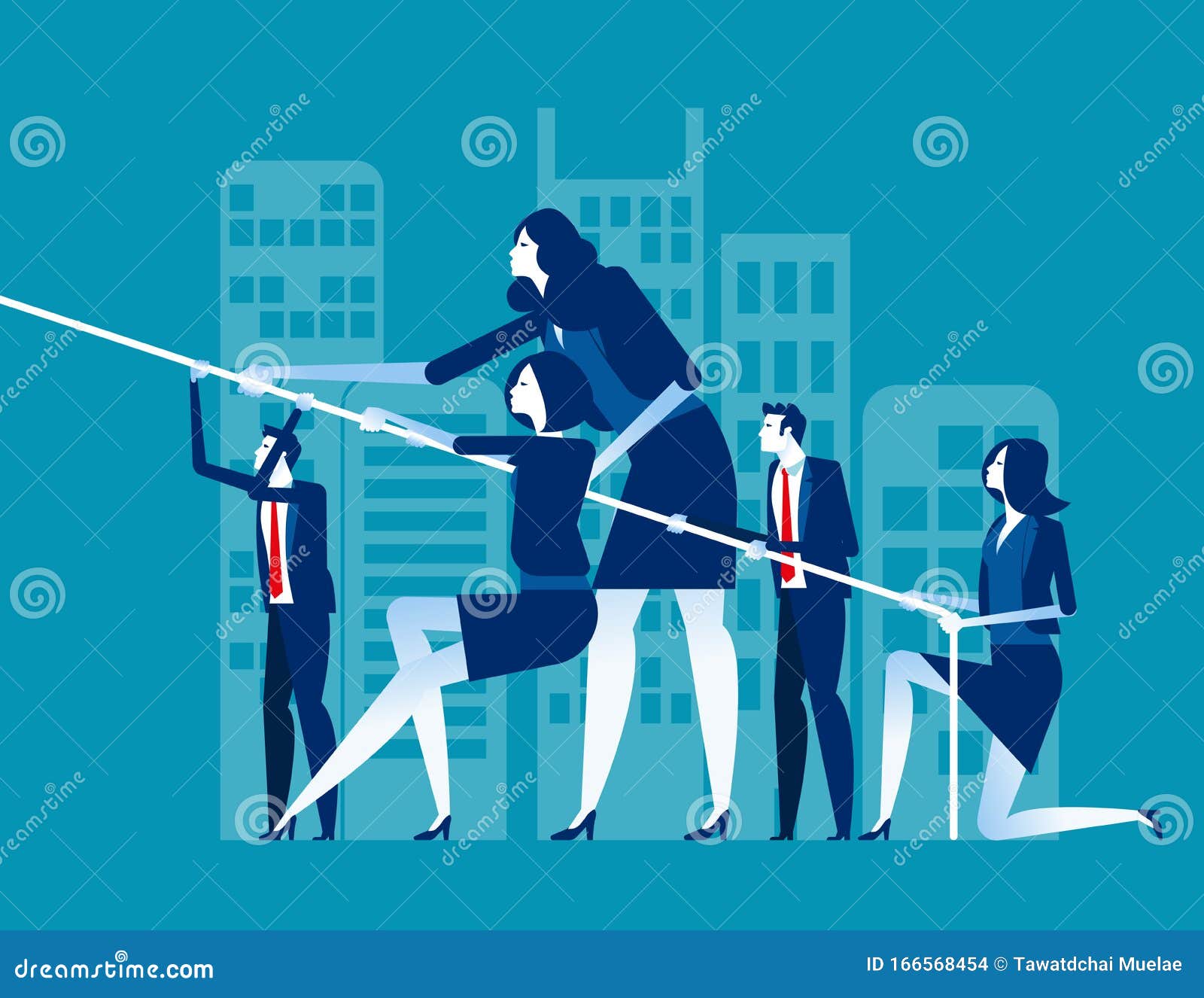 Business Team Pull Ropes. Concept Business Vector Illustration ...