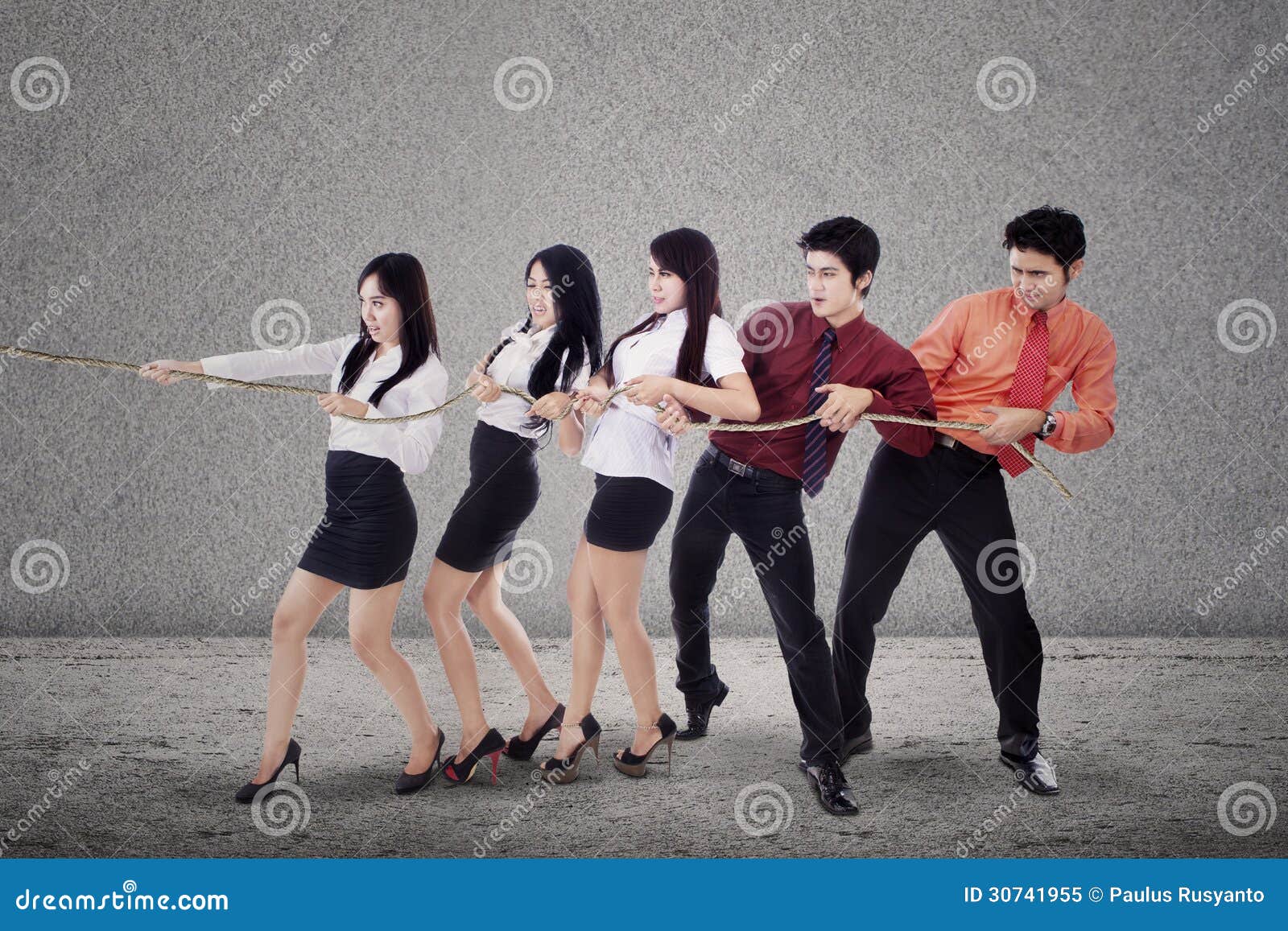 Team Pulling Line Together. Tug Of War Royalty-Free Stock Photography ...