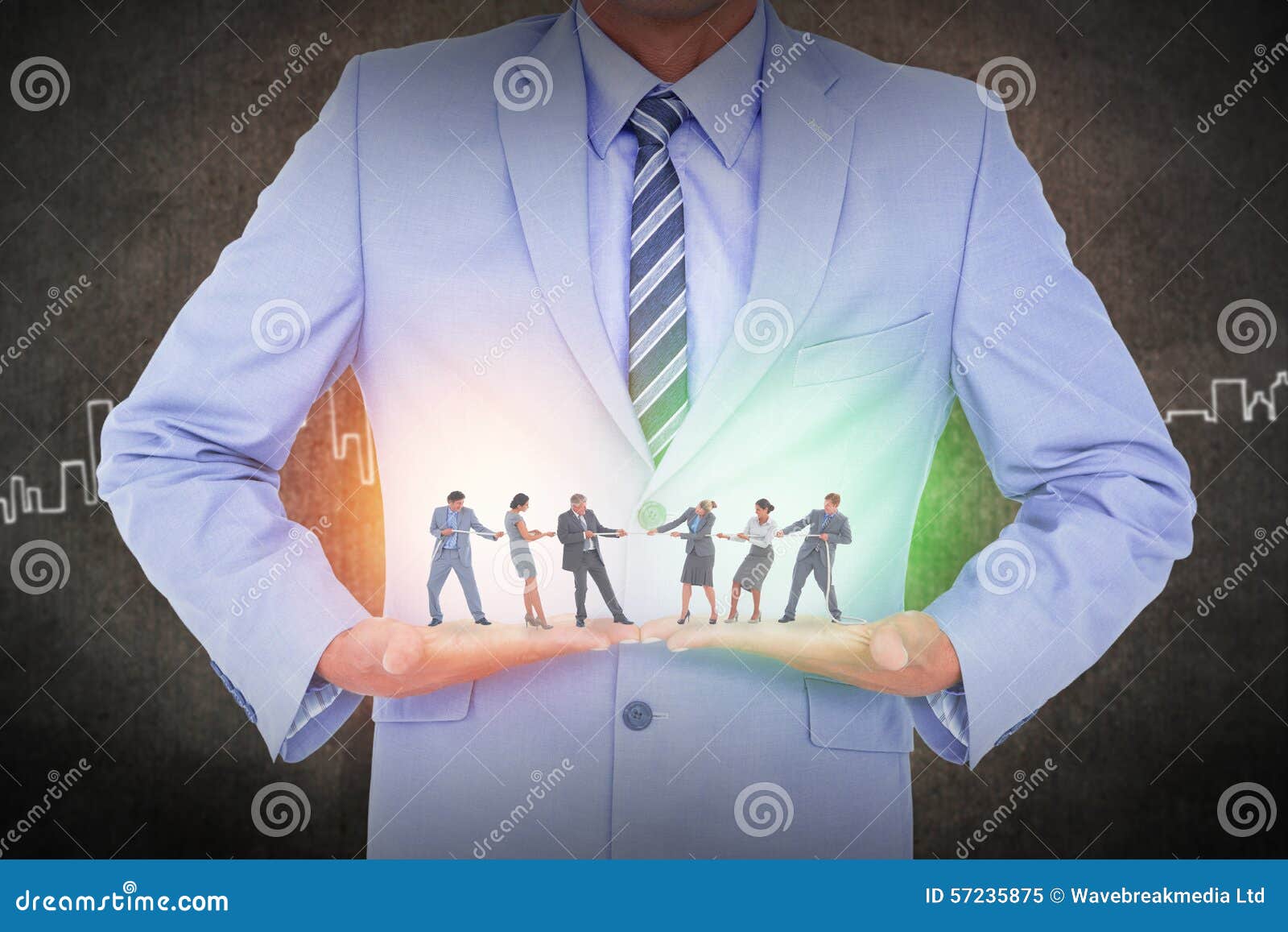 Team Pulling Line Together. Tug Of War Royalty-Free Stock Photography ...